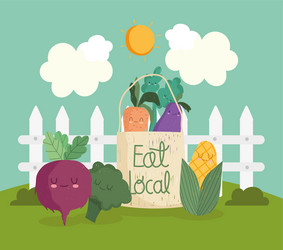 Eat local cartoon food Royalty Free Vector Image