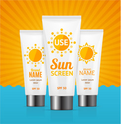 Sunscreen ads template sun protection sunblock Vector Image