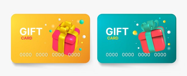 Shopping gift cards template set with box Vector Image