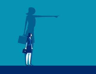 Businesswoman and shadow pointing to target Vector Image