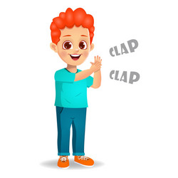 Cute african boy kid clapping Royalty Free Vector Image