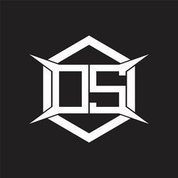 Ds logo monogram with hexagon line rounded design Vector Image