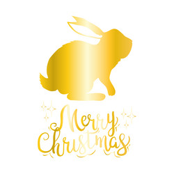 Realistic golden rabbit gold metallic bunny Vector Image