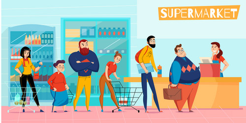 Angry queue in store dissatisfied customers line Vector Image