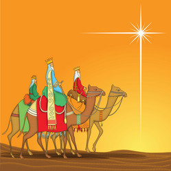 The Wise Men Following the Star to Bethlehem Vector Image