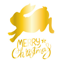 Realistic golden rabbit gold metallic bunny Vector Image