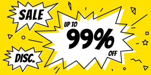 99 sale discount bubble line art chat comic Vector Image