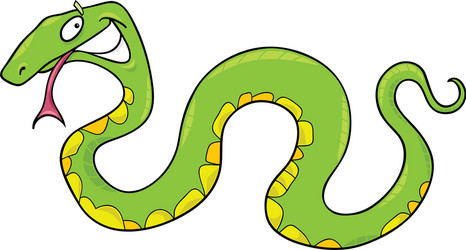 Cute green snake cartoon on white background Vector Image