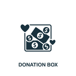 Donation box icon monochrome simple sign from Vector Image
