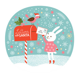 Christmas label santa claus and friends lettering Vector Image