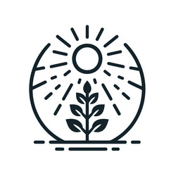 Agrivoltaic farm monochrome line logo Royalty Free Vector