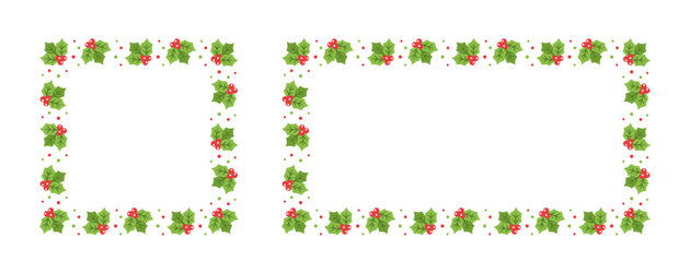 Square and rectangle mistletoe frame set Vector Image