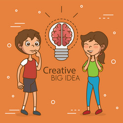 Kids with creative big idea Royalty Free Vector Image