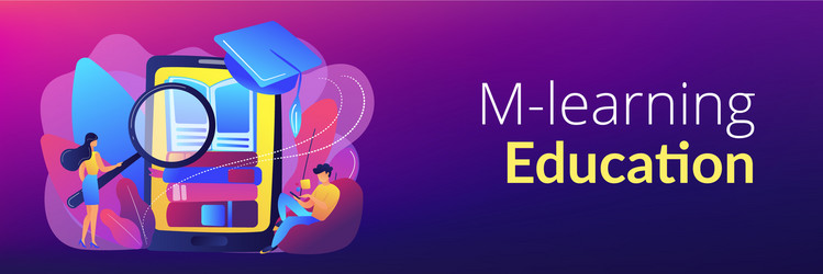 Mobile learning concept banner header Royalty Free Vector