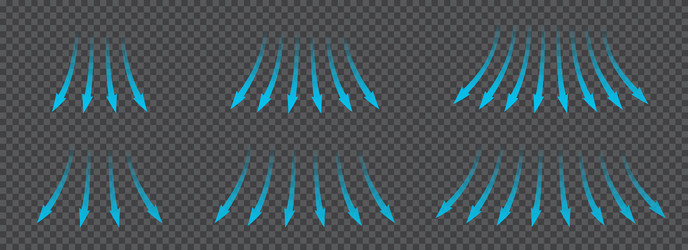 Air flow set of blue arrows showing direction Vector Image