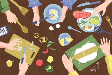 Cooking class in kitchen Royalty Free Vector Image