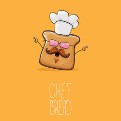 Funky cartoon cute bread chef character Royalty Free Vector