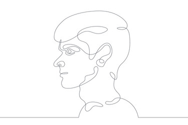 One continuous lineyoung man face profile Vector Image