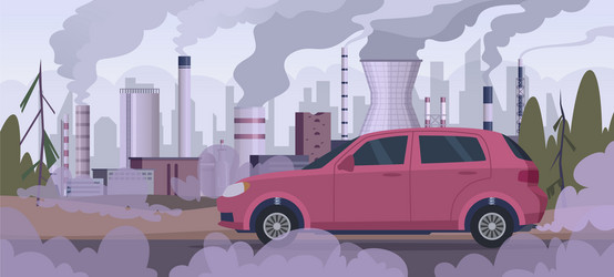 Cars air pollution polluted environment Royalty Free Vector