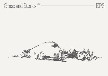 Hand drawn of grass and rocks sketch Royalty Free Vector