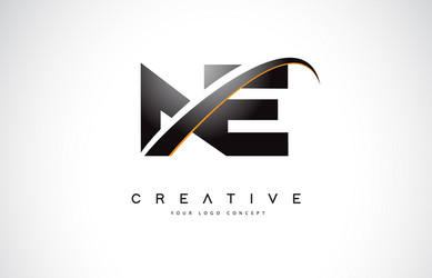 Ne n e brushed letter logo design with creative Vector Image