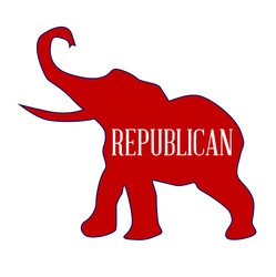 Red republican elephant silhouette on white Vector Image