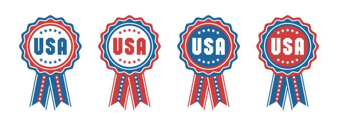 Set of seamless border patterns ribbons with usa Vector Image