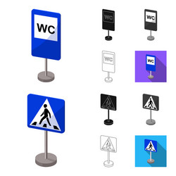 Different types of road signs cartoonblackflat Vector Image