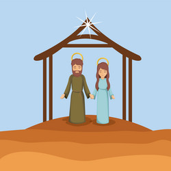 Joseph and mary cartoon design Royalty Free Vector Image