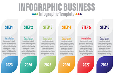Timeline 6 steps six 6 option shape table chart Vector Image
