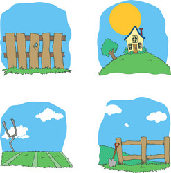 Wooden birdhouse set colorful garden outdoor Vector Image