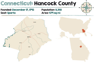 Map of hancock county in georgia Royalty Free Vector Image