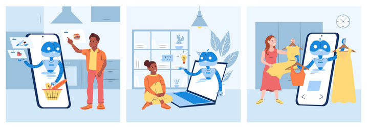 Chatbot flat set Royalty Free Vector Image - VectorStock