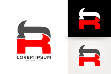 O letter hammer tool logo design construction Vector Image