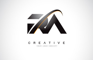 Ra letter design with brush stroke and modern 3d Vector Image