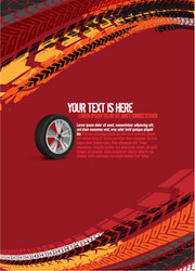 Red background with tire track wheel print Vector Image