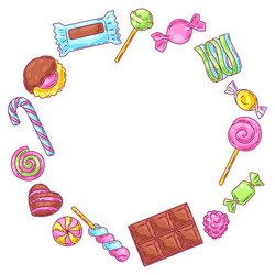 Kawaii heart frame with sweets and candies crazy Vector Image