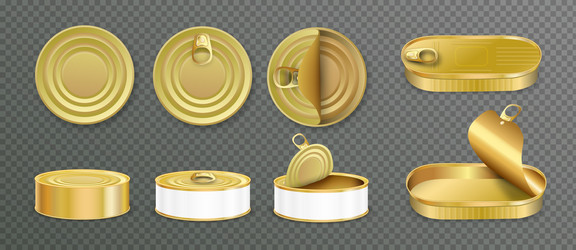 Realistic open and closed golden cloche food trays
