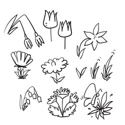 Hand drawn doodle spring season plant and flower Vector Image
