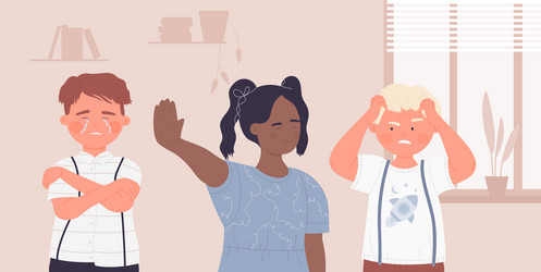 Kids bullying their friend at school Royalty Free Vector