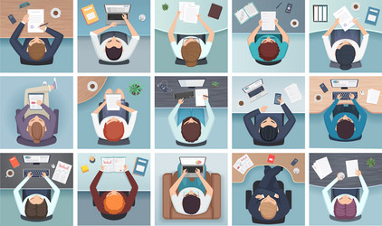 Round table top view business people sitting Vector Image