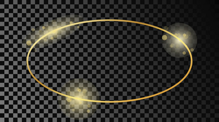 Gold glowing oval shape frame Royalty Free Vector Image