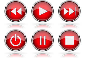 Red stop button 3d shiny glass icon Royalty Free Vector