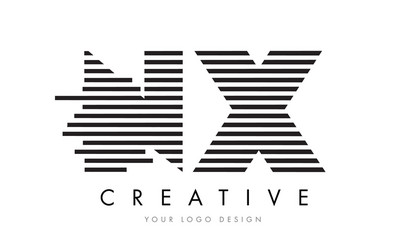 Nx n x zebra letter logo design with black Vector Image