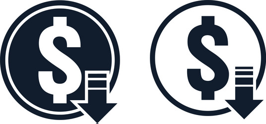 Dollar decrease icon money symbol with arrow Vector Image