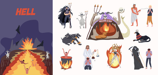 Hell underworld square compositions Royalty Free Vector