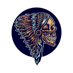 Native american face silhouette Royalty Free Vector Image