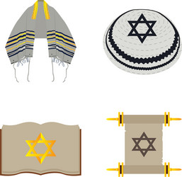 Set of jewish objects Royalty Free Vector Image