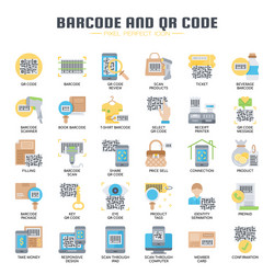 Bus parking qr code and warning line icons pack Vector Image