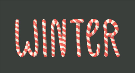 Cartoon christmas candy cane hand drawn font Vector Image